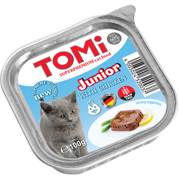 TOMi 100g aluminum bowl for cats – Junior -chicken | TOMi