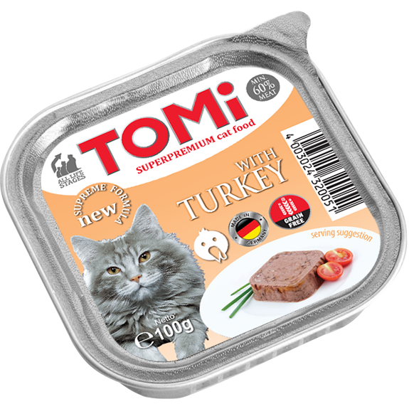 TOMi 100g aluminum bowl for cats - turkey - TOMi