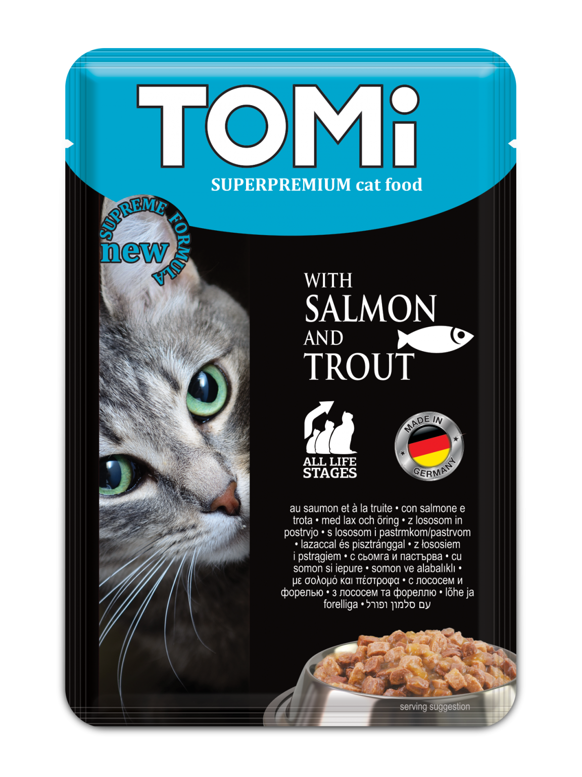 Tomi 100g sachets for cats - salmon and trout - Tomi