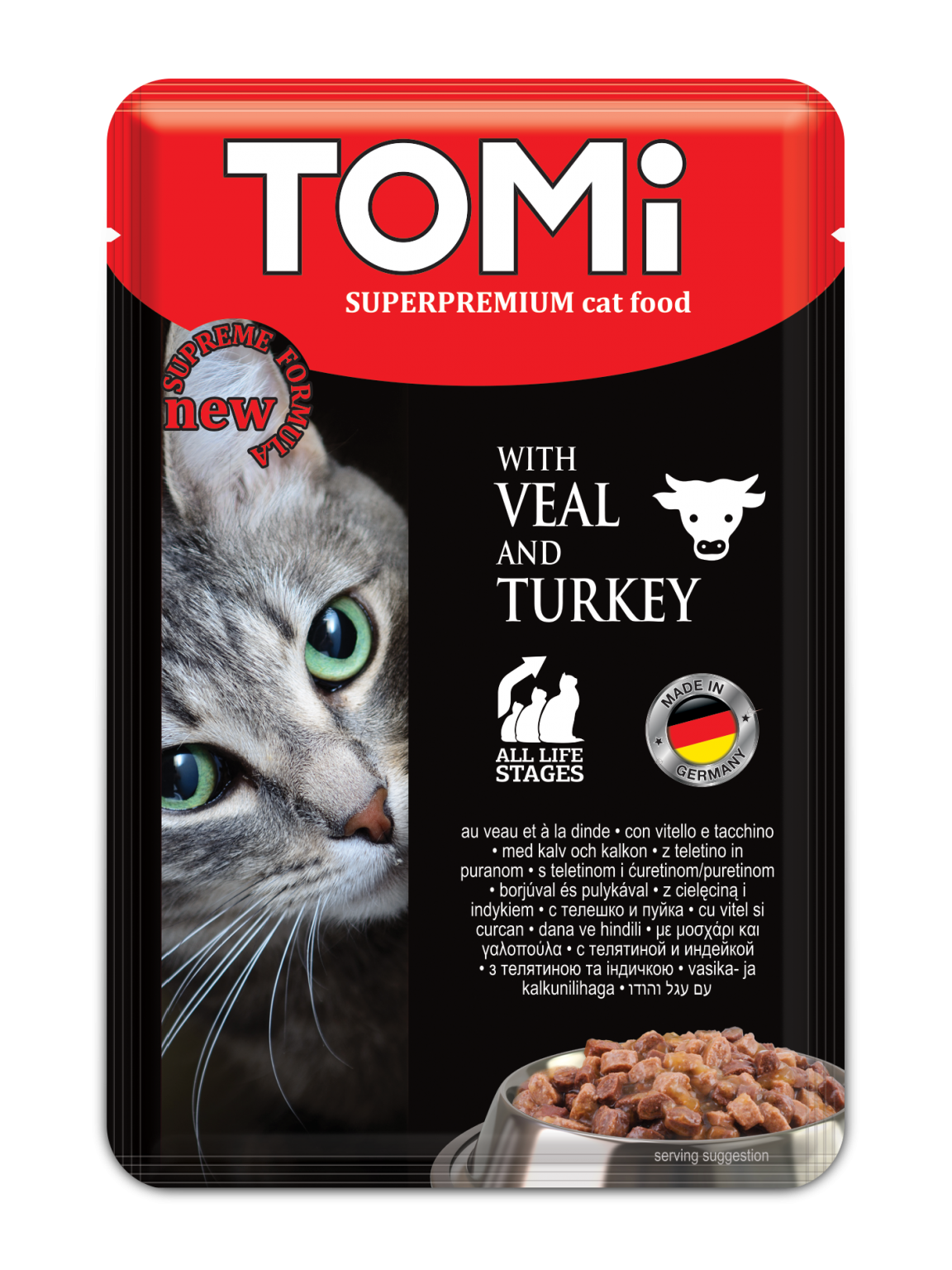 Tomi 100g sachets for cats – veal and turkey - Tomi