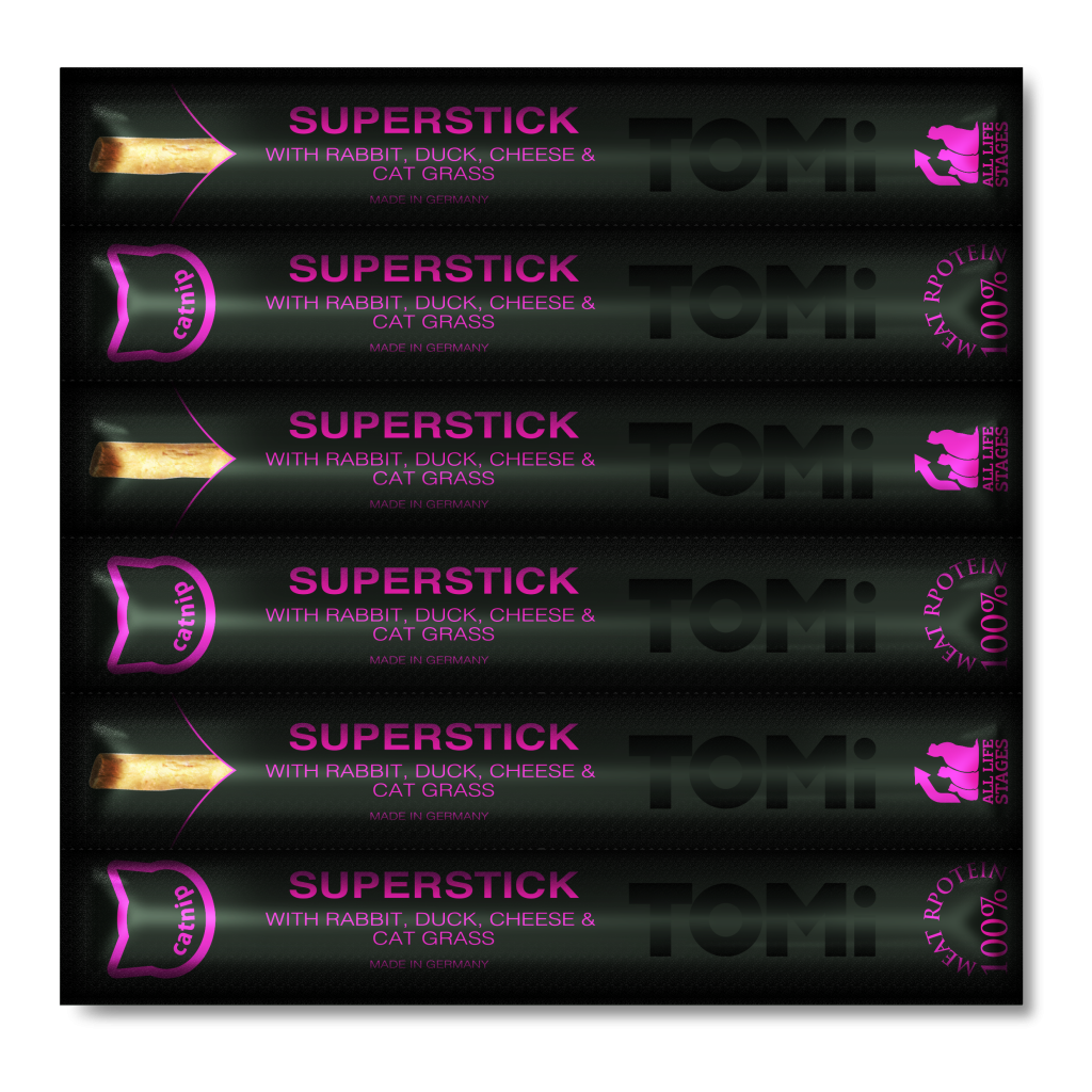 TOMI sticks for cats – rabbit, duck, cheese and cat grass - Tomi
